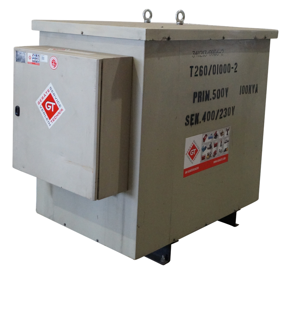 Trafo, 500 V, Abgang 400 V, 100 kVA, Anschlüsse mit Klemmen | GTA